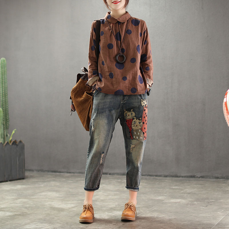 QPFJQD Cats Patchwork Ladies Jeans Animal Pattern ... – Grandado