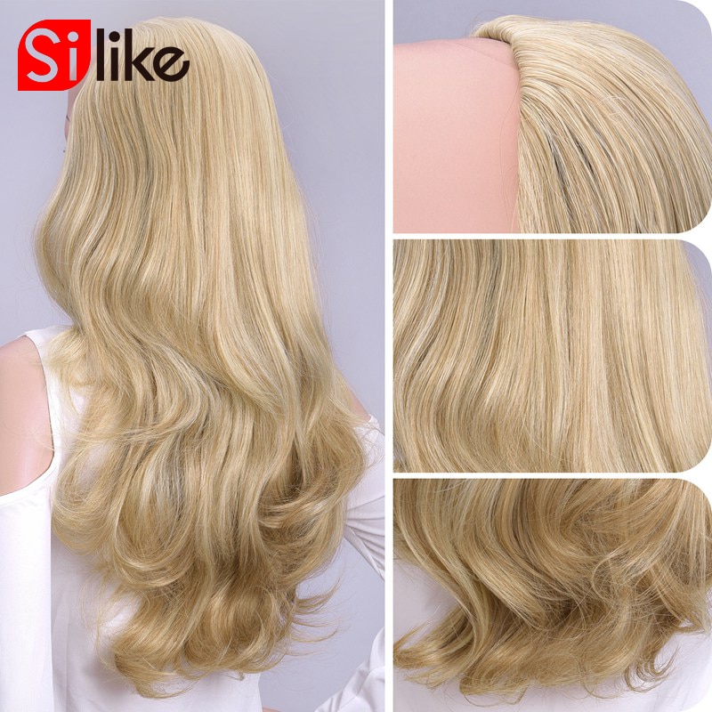 Silike 24 Inch Wavy 3/4 Half Wig Long Synthetic Ha... – Grandado