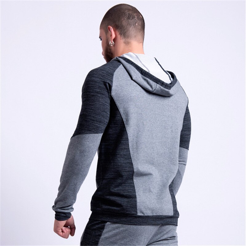 Men Fitness Hoodies Colors Splicing Hooded Collar ... – Grandado