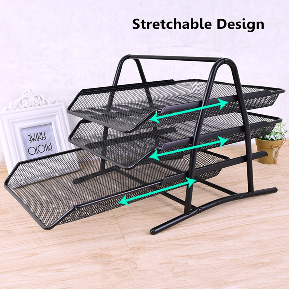 Three-Layer Metal Grid File Tray Desktop Storage F... – Grandado