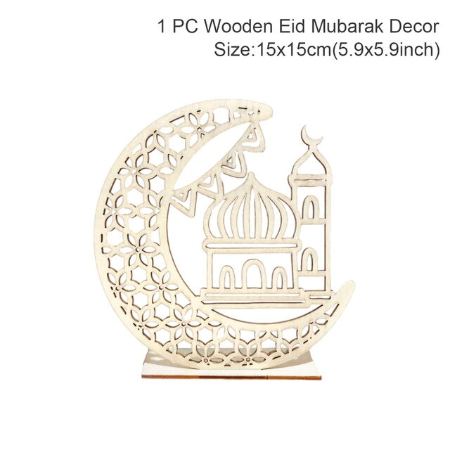 Moon Wooden Craft EID Mubarak Decor Ramadan Decora... – Grandado