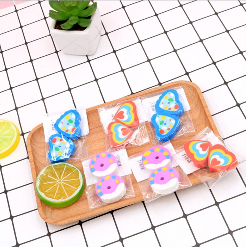 1X cute cartoon heart shaped cake eraser modelling... – Vicedeal
