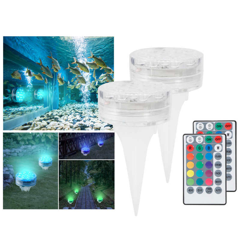 2Pcs LED RGB Underwater Lamp IP68 Waterproof With ... – Vicedeal