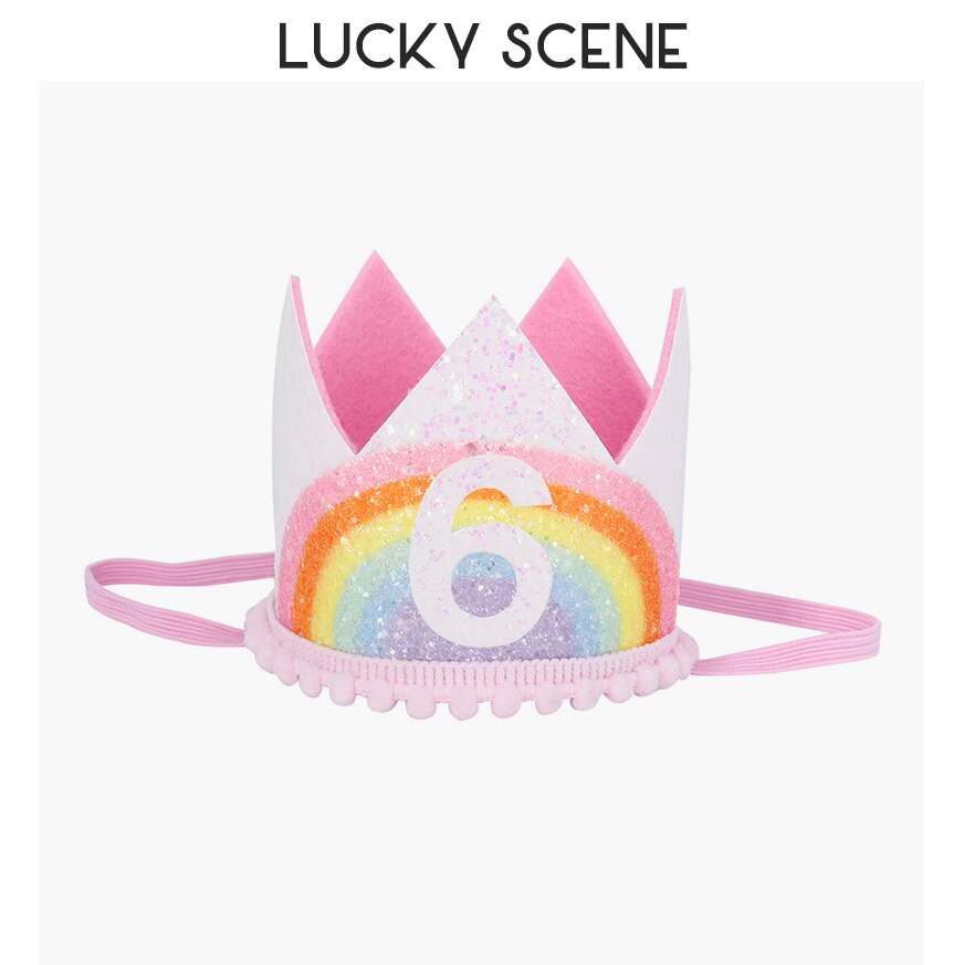 Glitter Rainbow Felt Birthday Lace Party Crown Bab... – Vicedeal