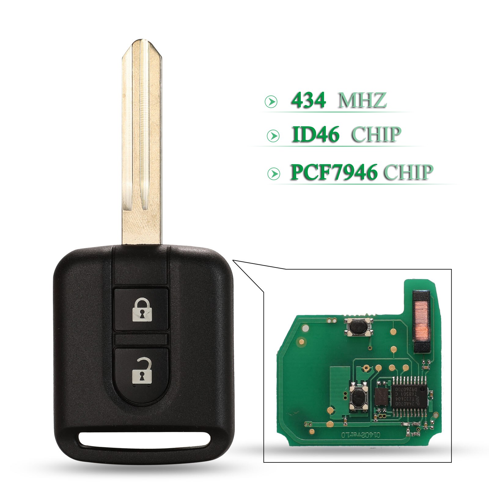 Bilchave 2 Buttons 434Mhz ID46 PCF7946 Chip Remote... – Grandado