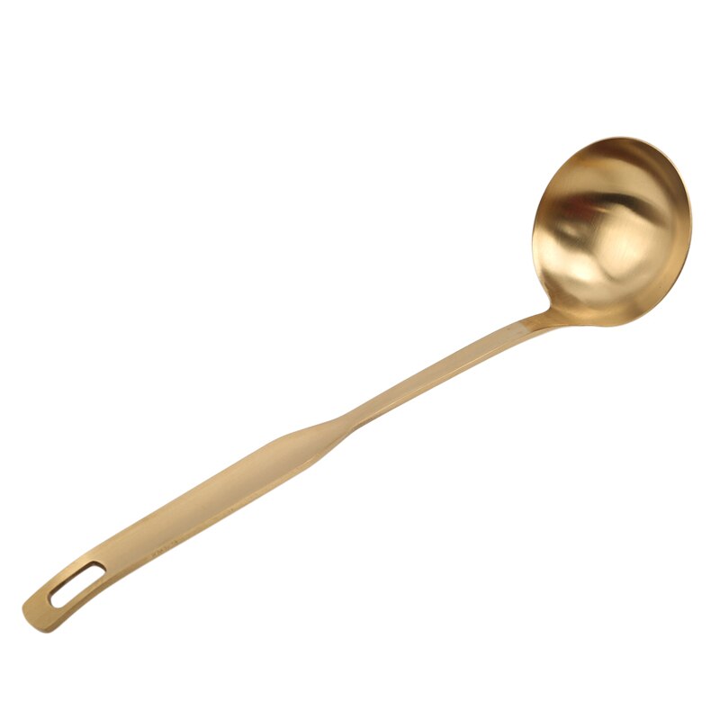 Stainless Steel Gold Soup Long Handle Ladle&Slotte... – Vicedeal