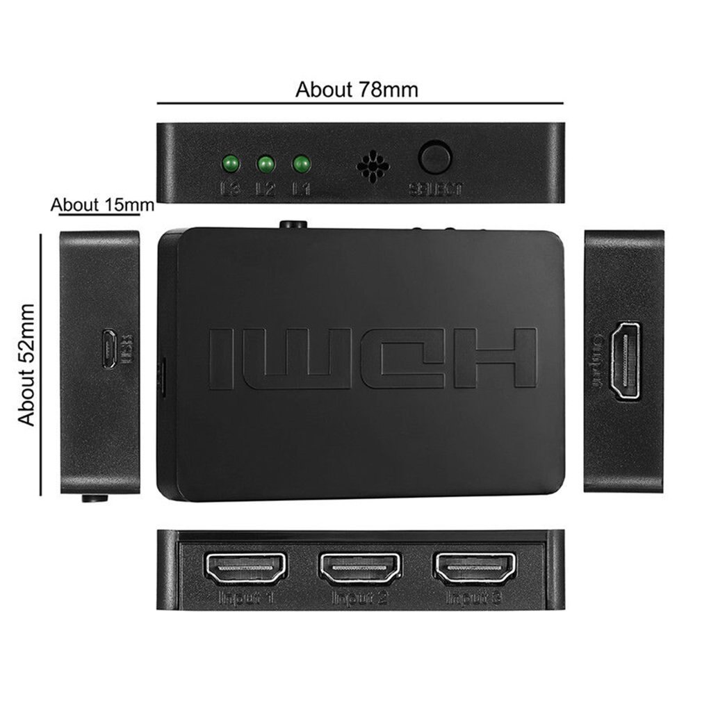 3X1 Hdmi Splitter Switcher 3 Port Hub Box Auto Swi... – Vicedeal