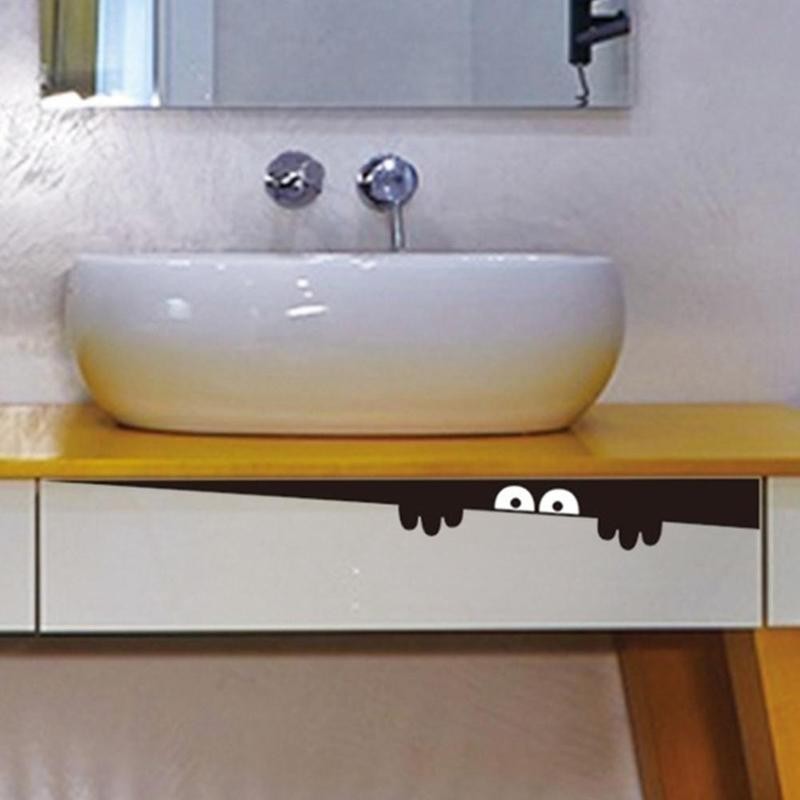 Self-adhesive Cartoon Black Shadow Peeping Toilet ... – Grandado