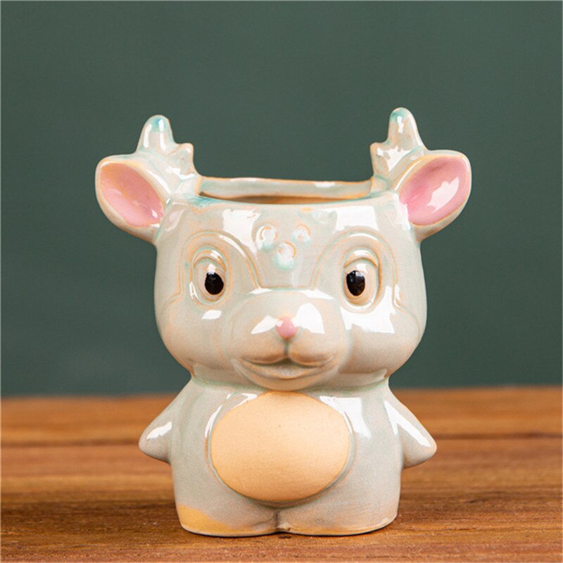 Nordic Ceramic Cute Cartoon Animal Shaped Small Fl... – Grandado