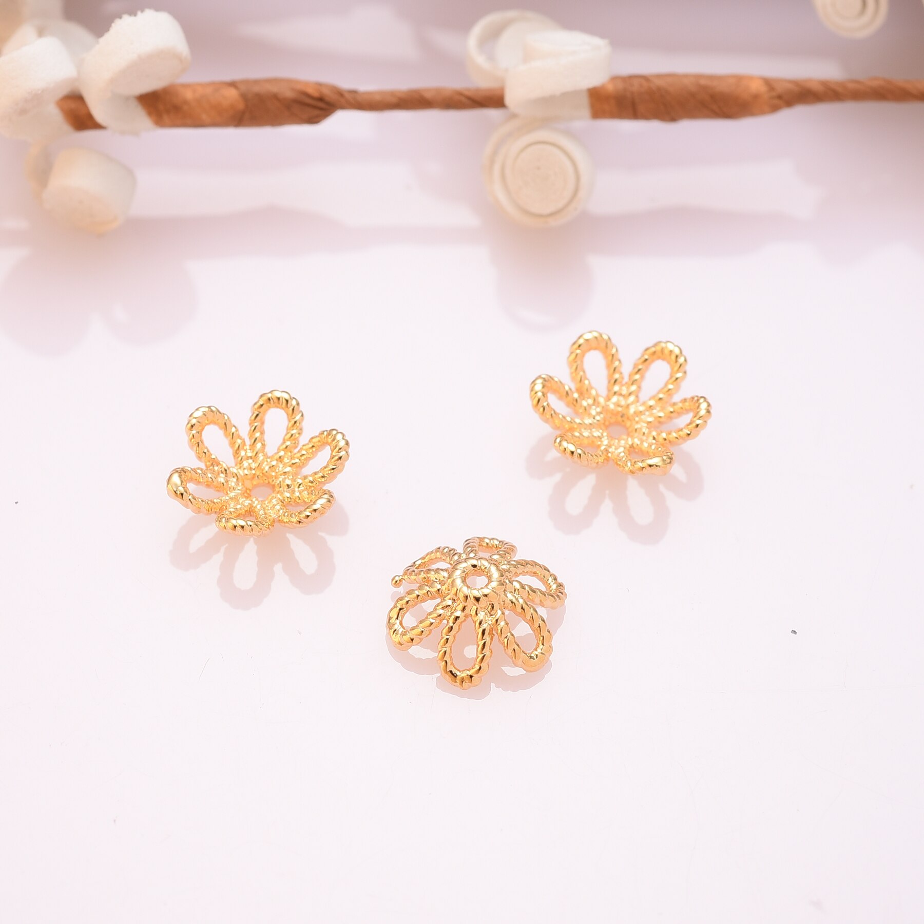 15pc/Lot 18K Real Gold Plated Floral Bead Cap Coll... – Vicedeal