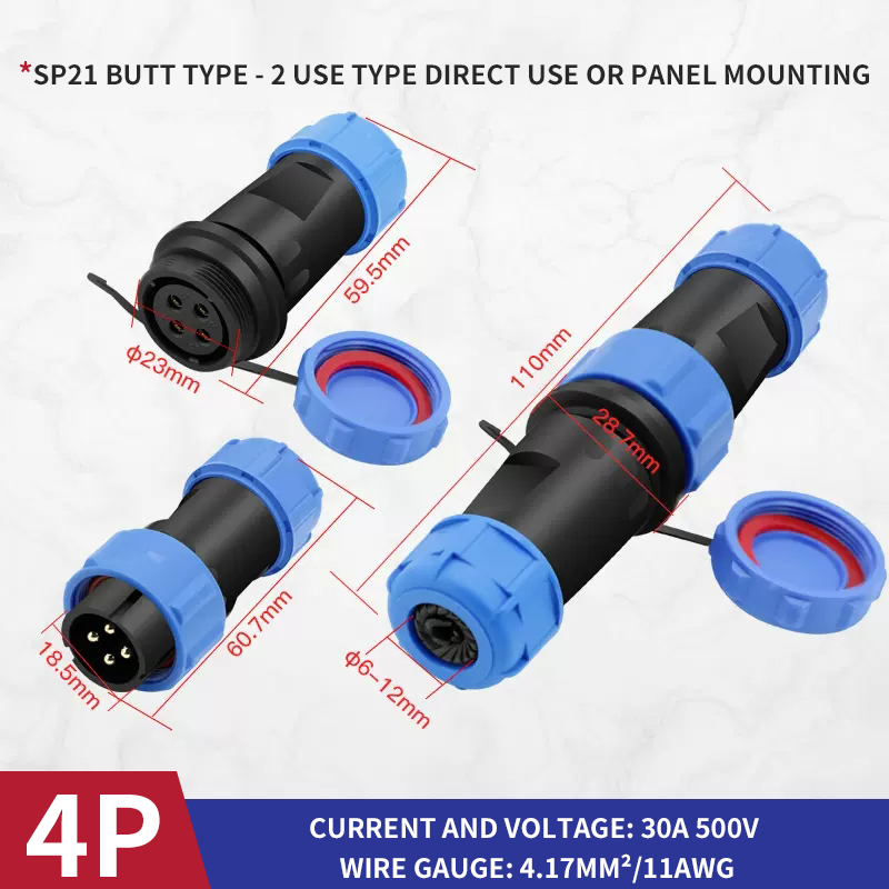 IP68 SP21 Connector Docking Type Waterproof Male a... – Grandado