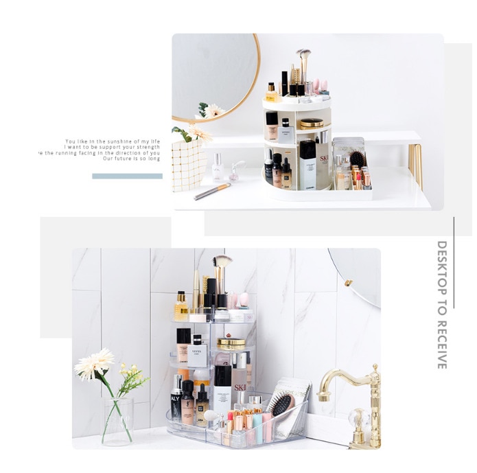 360 Degree Rotating Makeup Organizer 3-tier Acryli... – Grandado