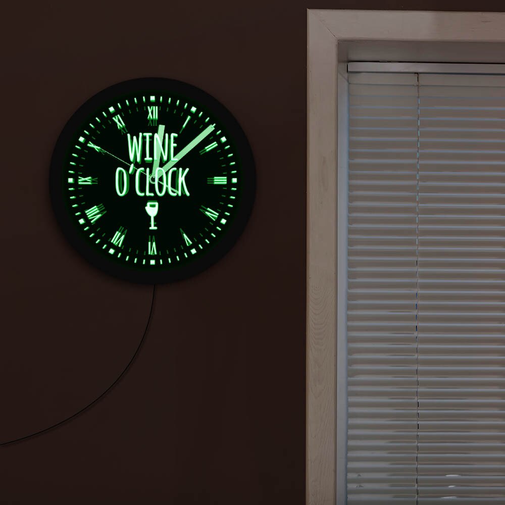 Wine o'Clock LED Neon Sign Modern Wall Clock W... – Grandado