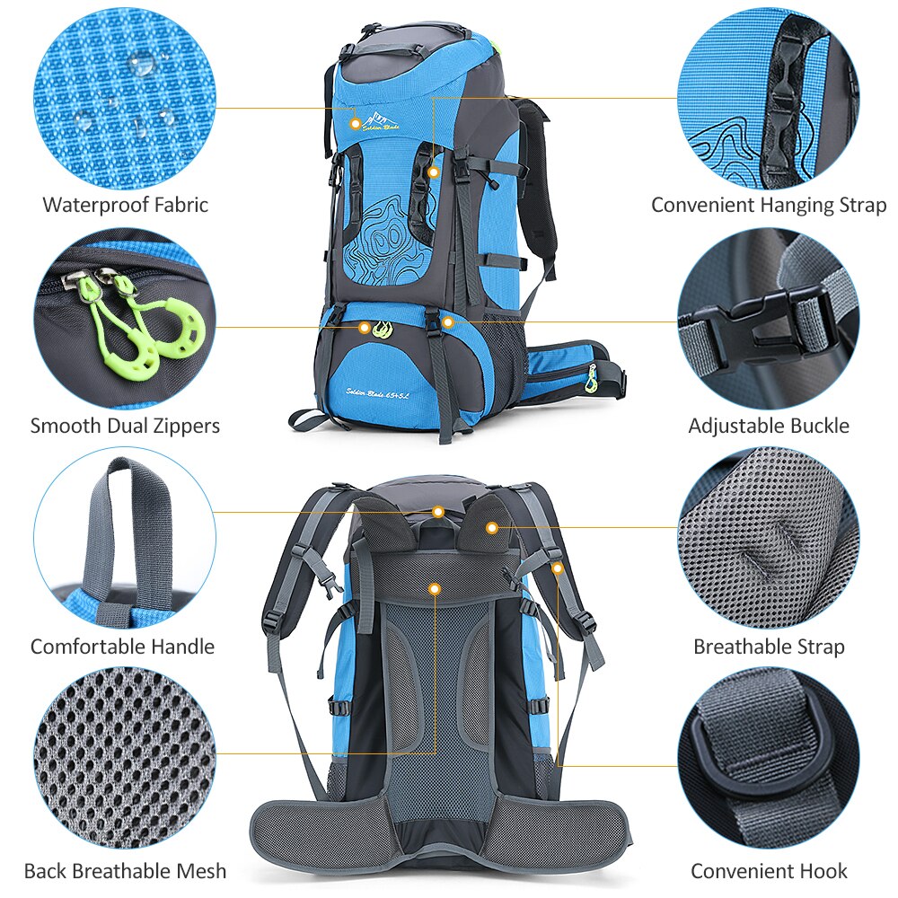 Lixada 70L unisex waterproof backpack travel pack ... – Grandado