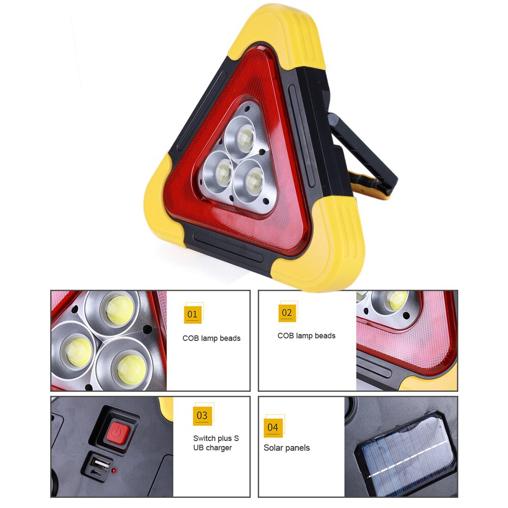LED Triangle Red Light Warning Emergency Light Tra... – Grandado