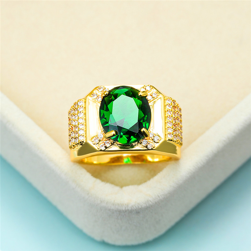 Vintage Vrouwelijke Mannelijke Groene Kristal Ring... – Vicedeal