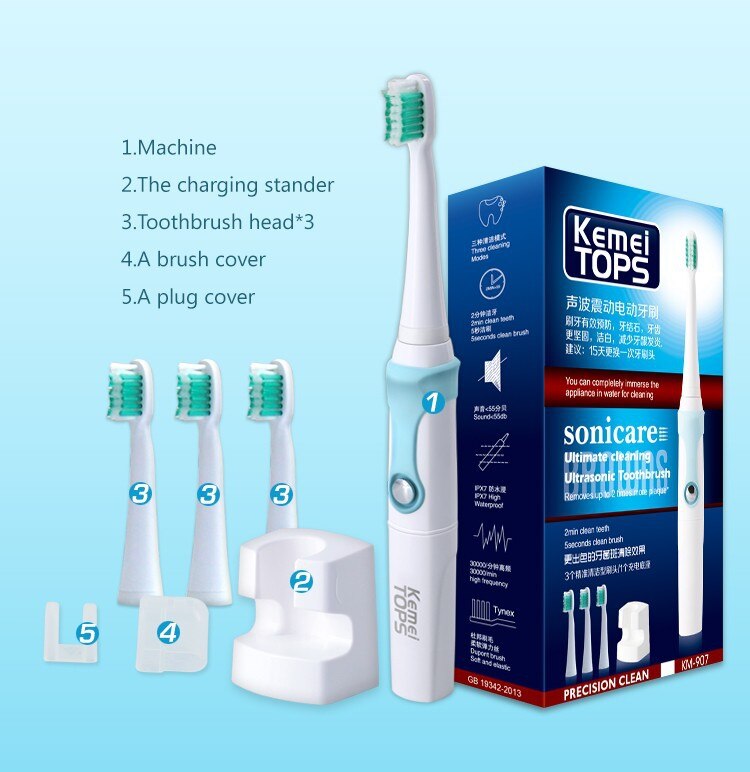 Kemei rechargeable electric toothbrush ultrasonic ... – Vicedeal