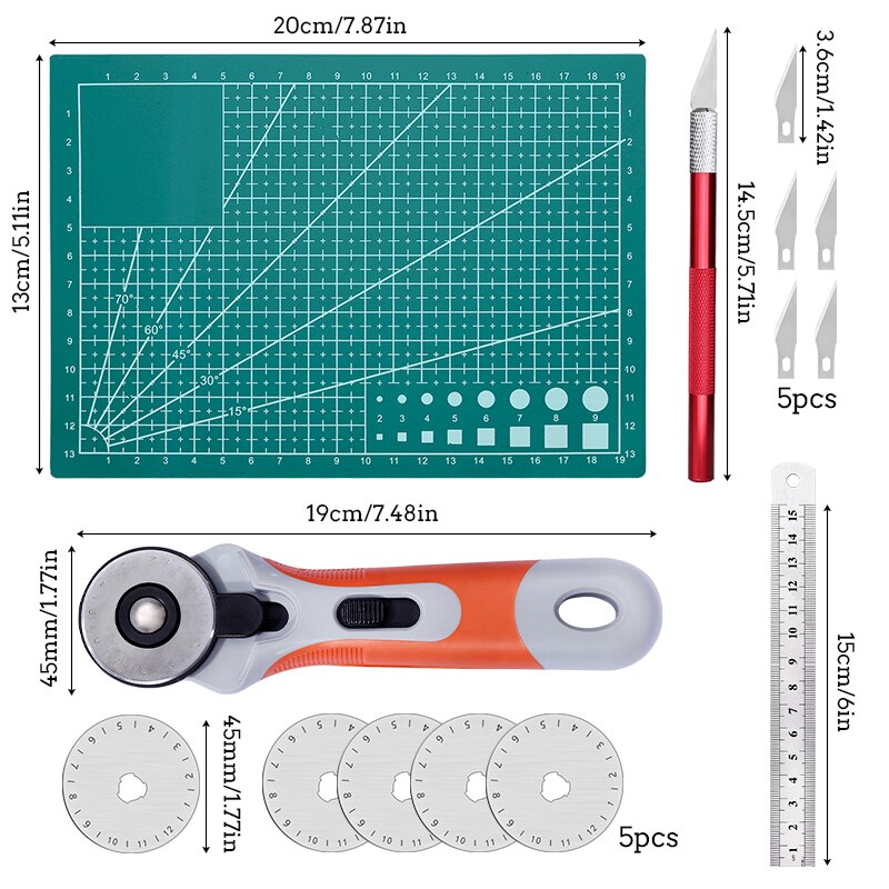 8Pcs Carving Mes Rotary Cutter Kit Met 5 Bladen A4... – Grandado