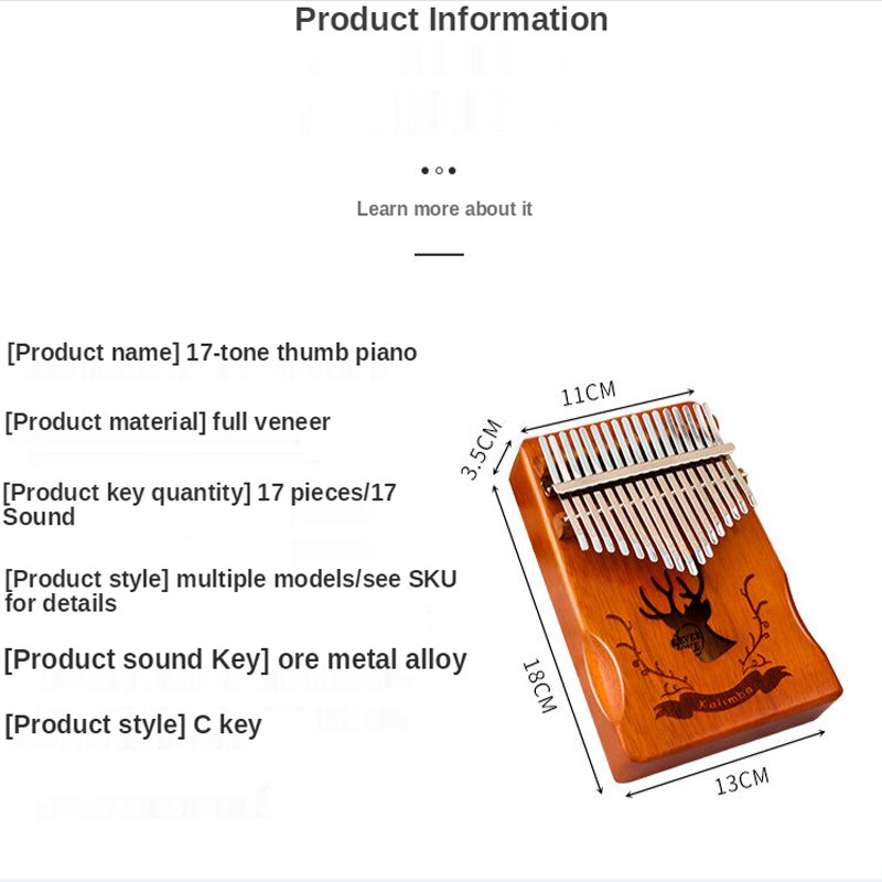17 Keys Kalimba Thumb Piano Made By Single Board P... – Grandado