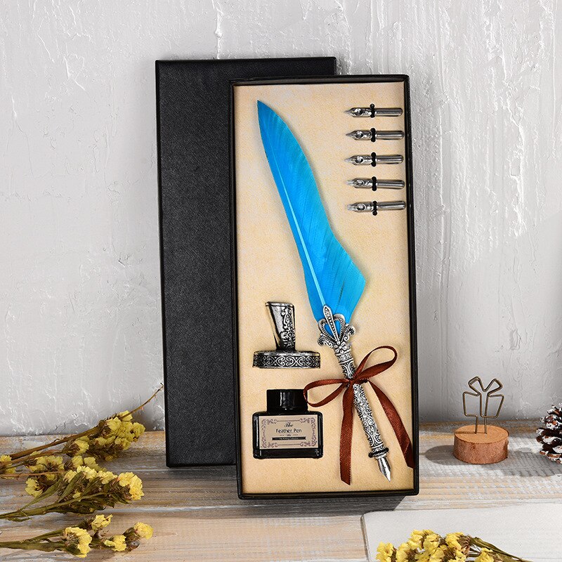 Vintage Antique Feather Dip Pen Metal Nibbed Ink W... – Grandado