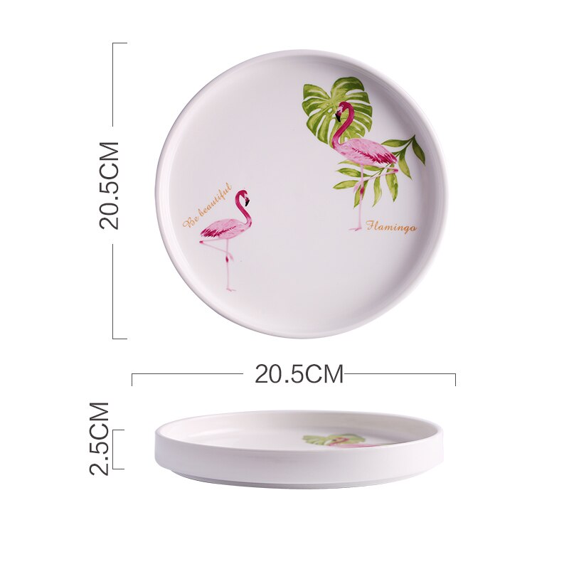 1pc Flower Shaped Dinner Plate Flamingo Ceramic Di... – Grandado
