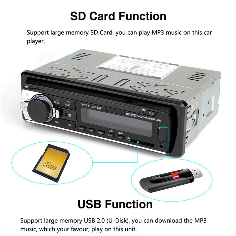 Bluetooth V2.0 Stereo Autoradio Car Radio 12V In-D... – Grandado