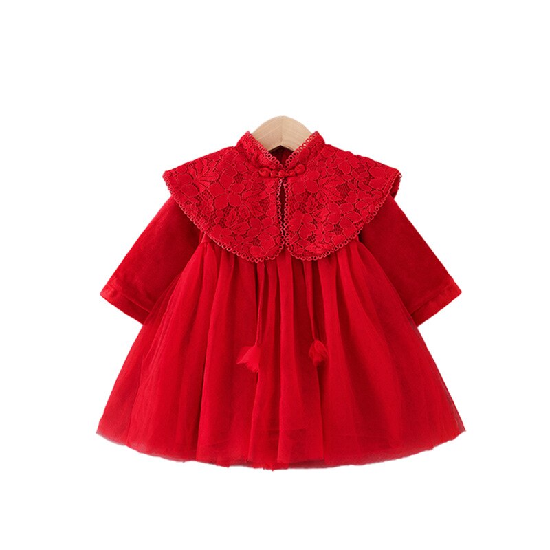 LZH Kids Christmas Dresses for Girls Lace Red Dres... – Grandado