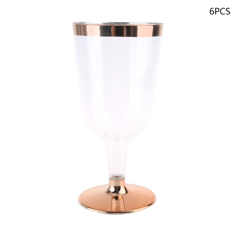 6PCS 180ML Disposable Wine Gold Side Goblet Plasti... – Vicedeal