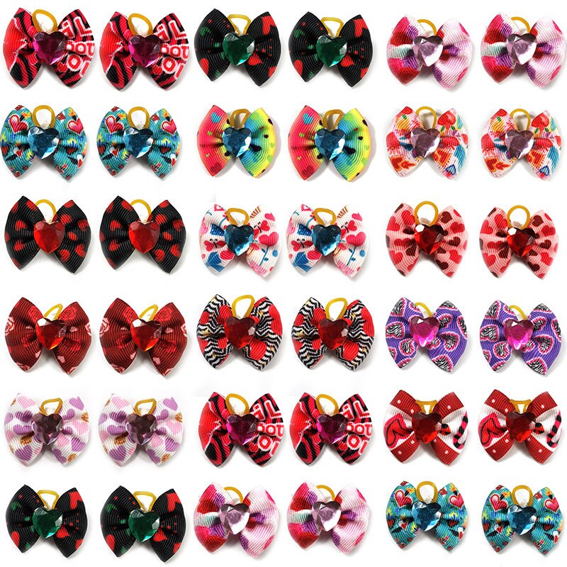 50/100pcs Cute Pet Dog Cat Hair Bows Love Heart St... – Grandado