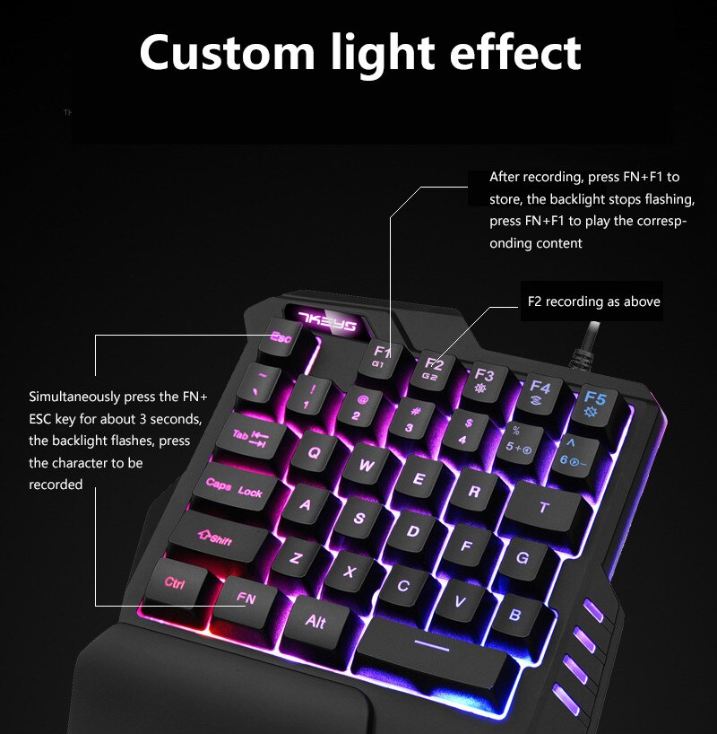 Single Hand Gaming Keyboard Mini Usb Wired Mouse C... – Vicedeal