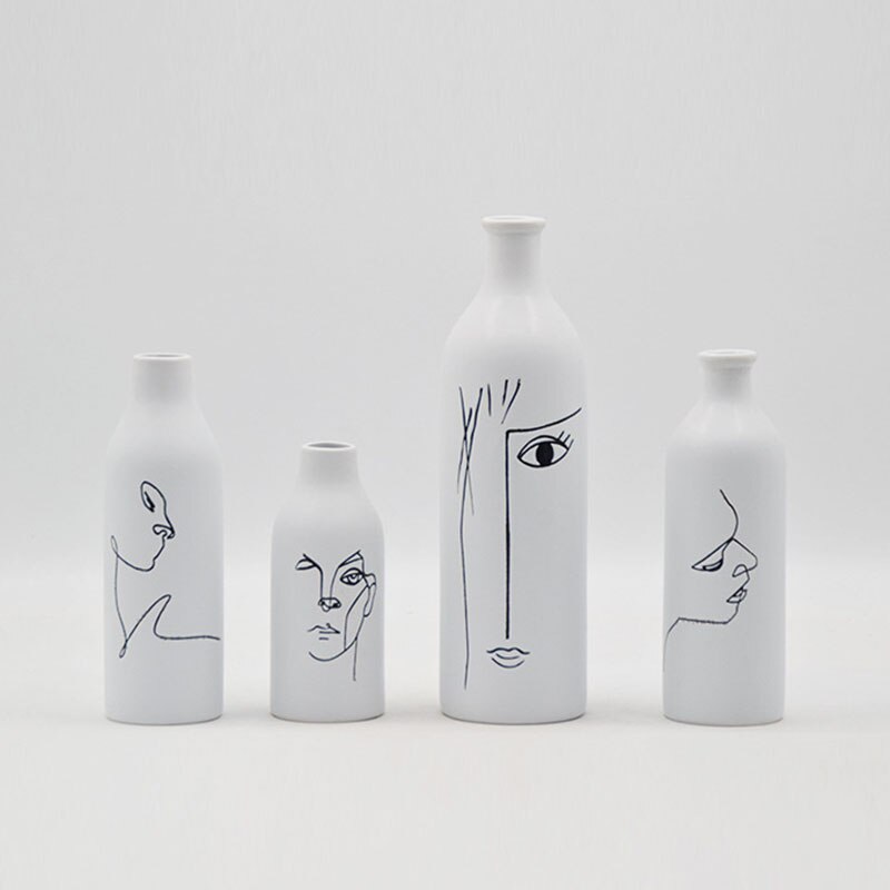 Nordic Artist Human Face Ceramic Flower Vase Home ... – Grandado