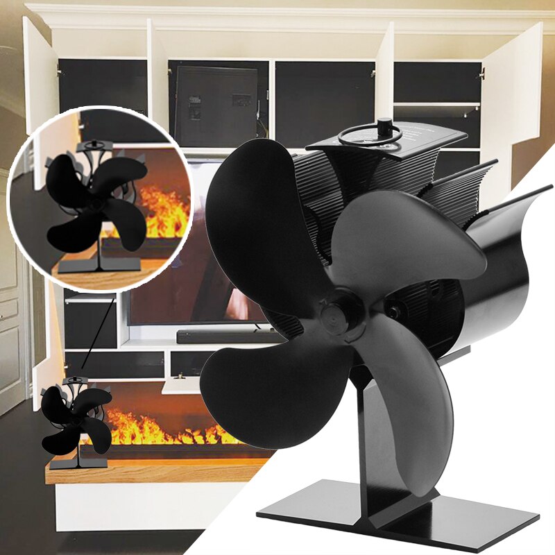 4 blad svart eldstad värmedriven spis fläkt ved br... – Grandado