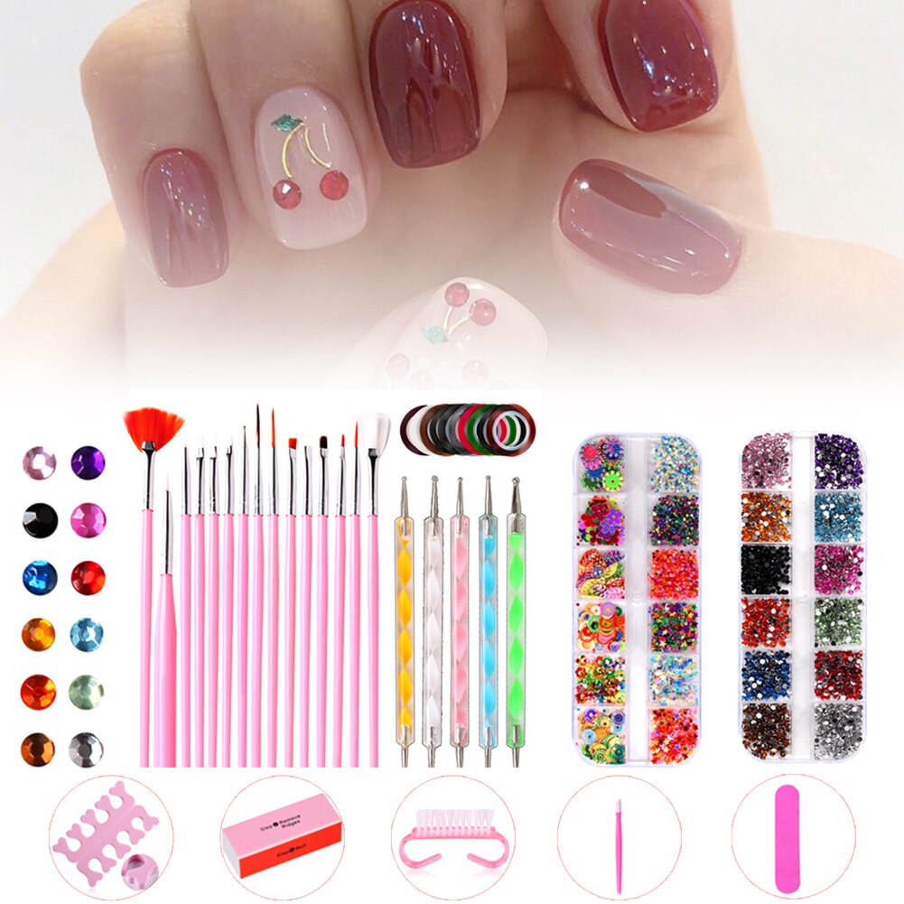 37pcs Nail Art Tool Acrylic Nail Kit with Painting... – Grandado