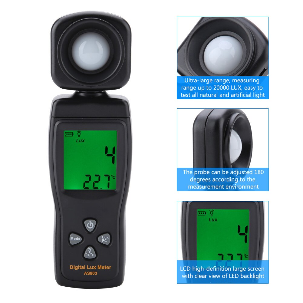 Handheld AS803 Luxmeter Digital Light Meter Lux Me... – Grandado