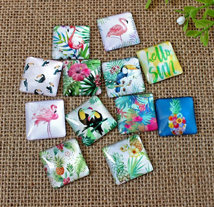 flamingo and fruit square Glass Cabochons Mosaic P... – Vicedeal