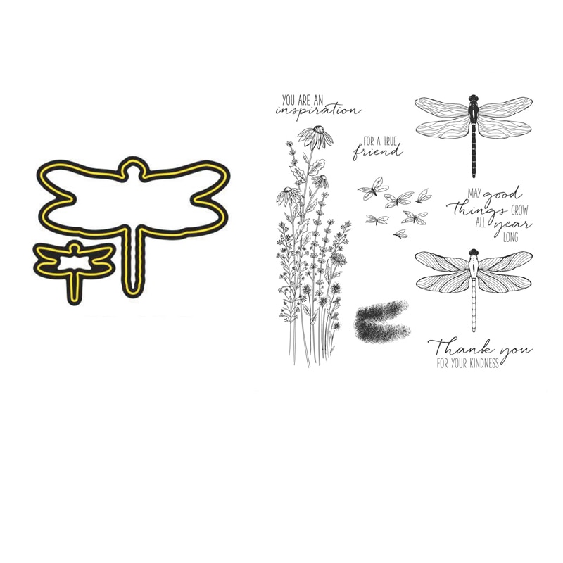 Dragonfly Garden Stamp Set and Coordinating Dies M... – Grandado