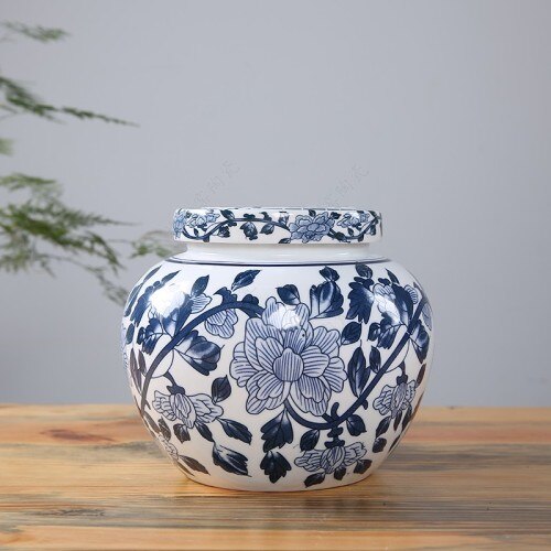 Ceramic Large Tea Caddy Household Blue and White P... – Vicedeal