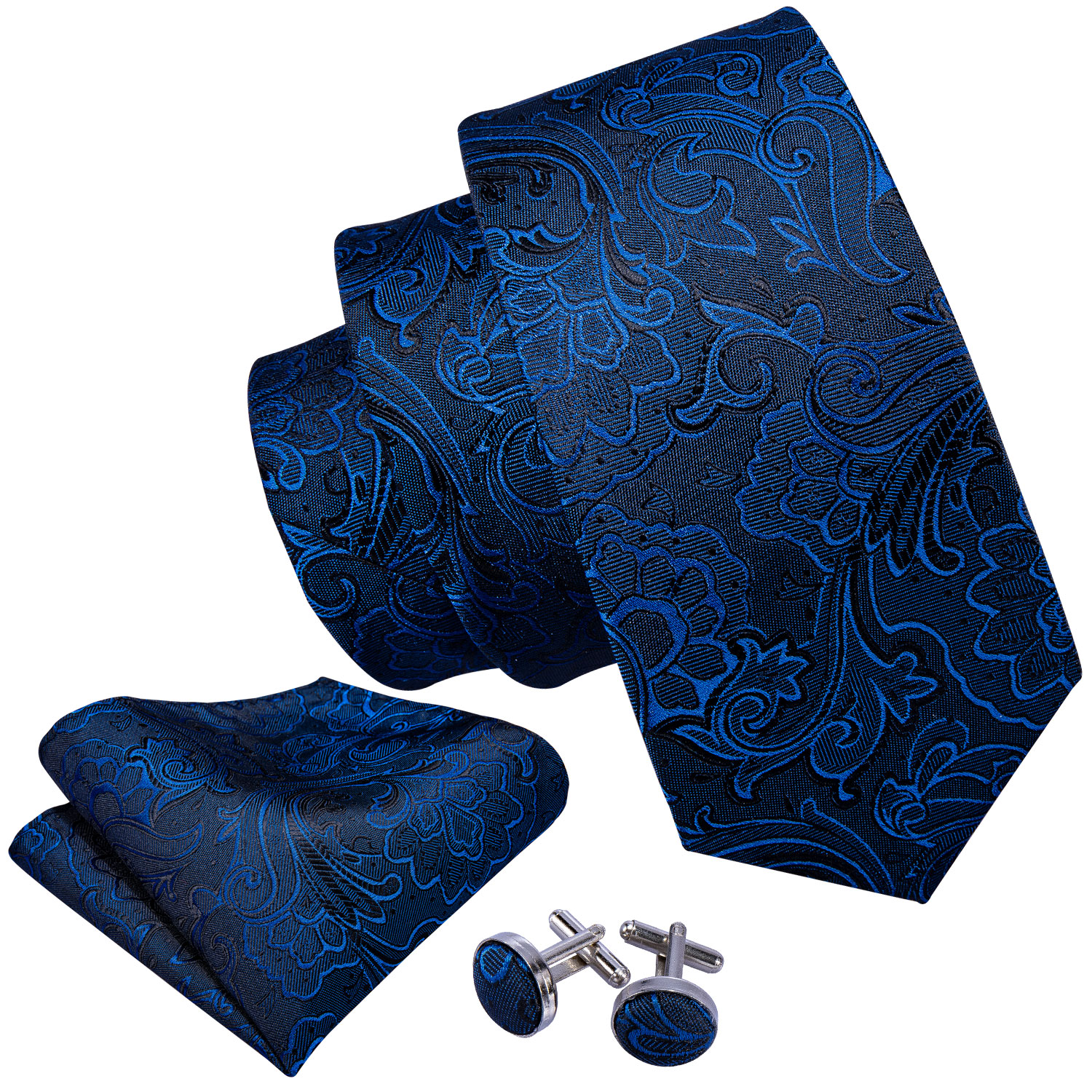 Barry.Wang Designers Blue Floral 8.5cm Wide Silk T... – Vicedeal