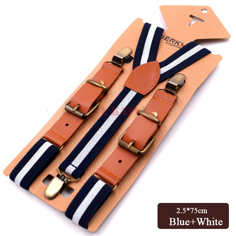 Blue Striped Children Suspenders 1'' width... – Grandado