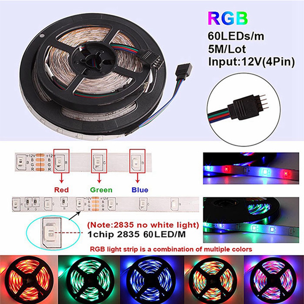 5M 10M 15M 2835 RGB Led Strip Licht DC 12V RGB Dio... – Vicedeal