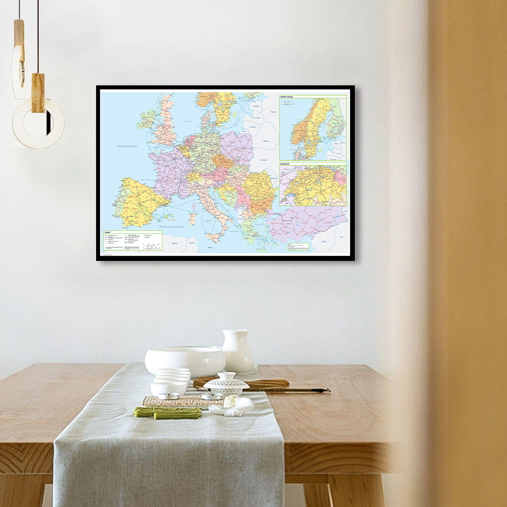84*59cm Transportation Map of The Europe Political... – Grandado