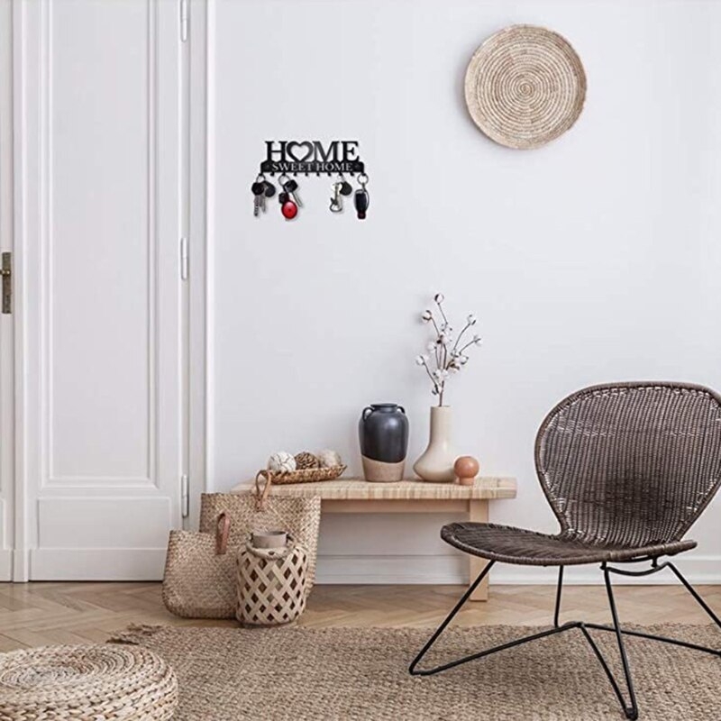 Wall Mounted Iron Key Holder 4 Hooks Organizer for... – Grandado