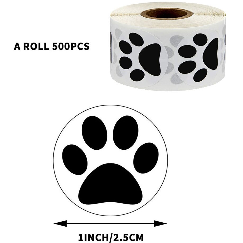 1 Inch 500pcs black Paw Print Stickers Dog cat bea... – Vicedeal
