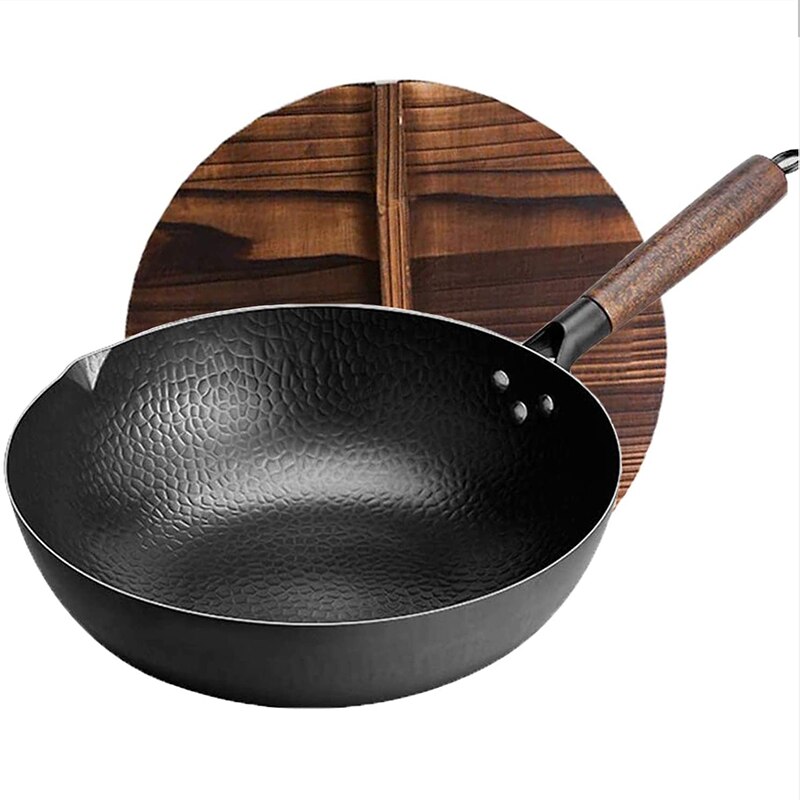 Iron Wok Traditional Handmade Iron Wok Non-stick P... – Grandado