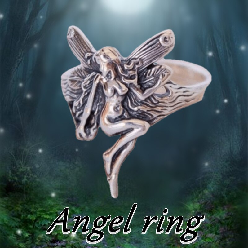 Retro engle vinge ring charme fe fe punk gotiske s... – Grandado