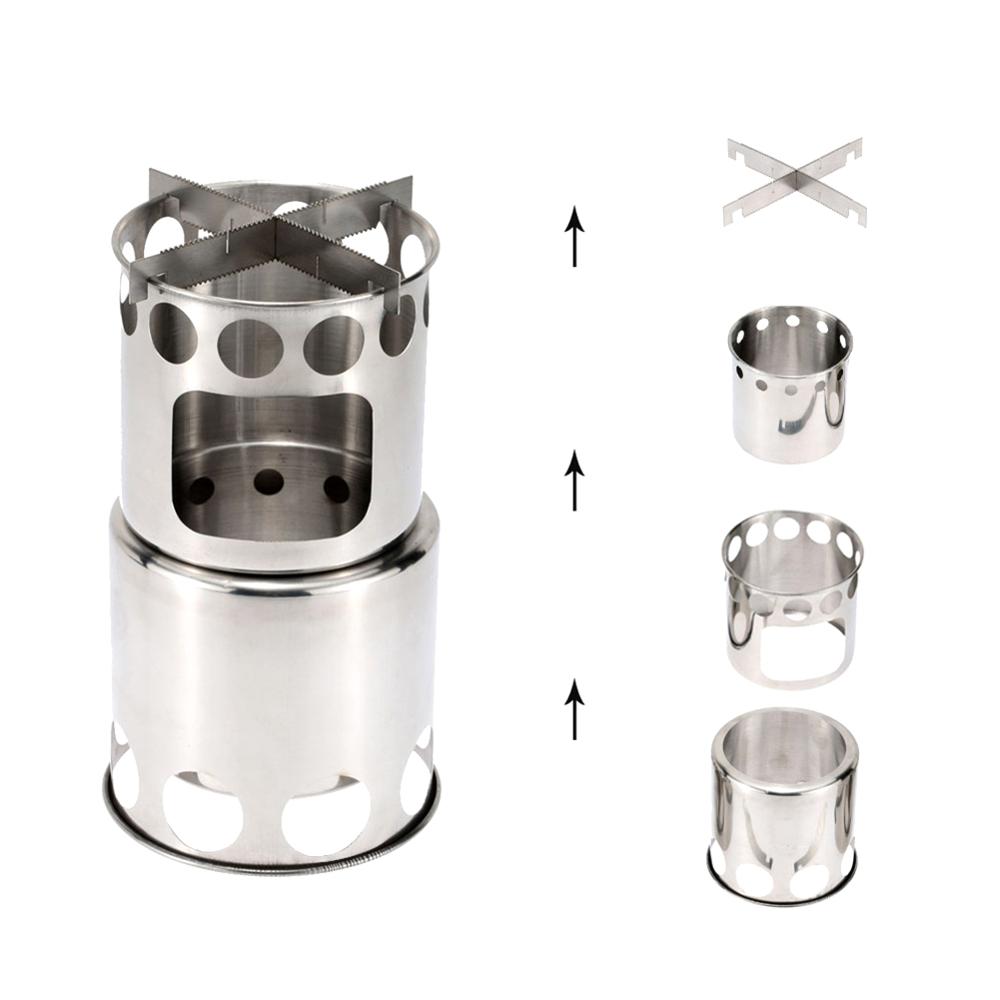 Camping Wood Stove Cooking Pot Set Stainless Steel... – Grandado