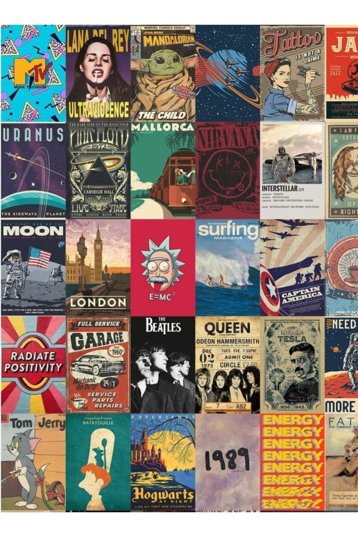 Retro Poster Set-Collage Set-110 Pcs-Poster Set-10... – Grandado