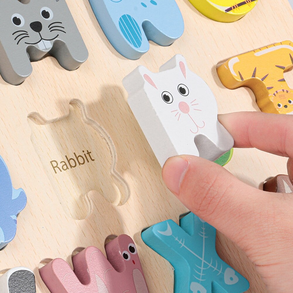 Kids Cartoon Animal 26 Alphabet Blocks Matching Bo... – Vicedeal