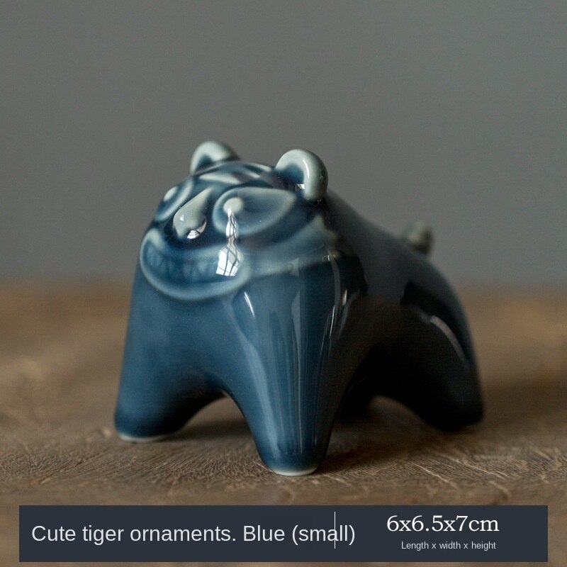 Blue Glaze Cute Tiger Tea Ornaments Tea Ceremony T... – Vicedeal