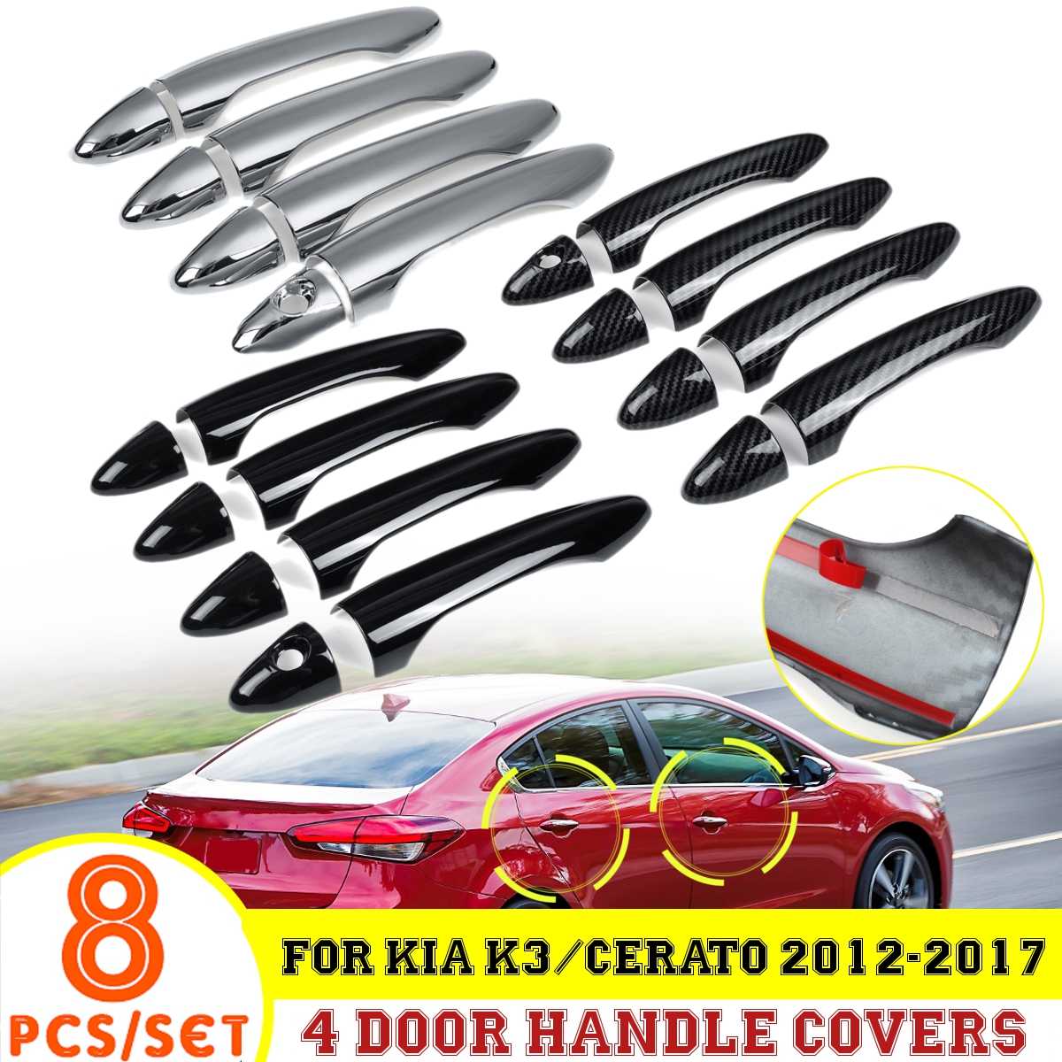 Chrome/Carbon Zwarte Auto Deurgreep Covers Trim St... – Grandado